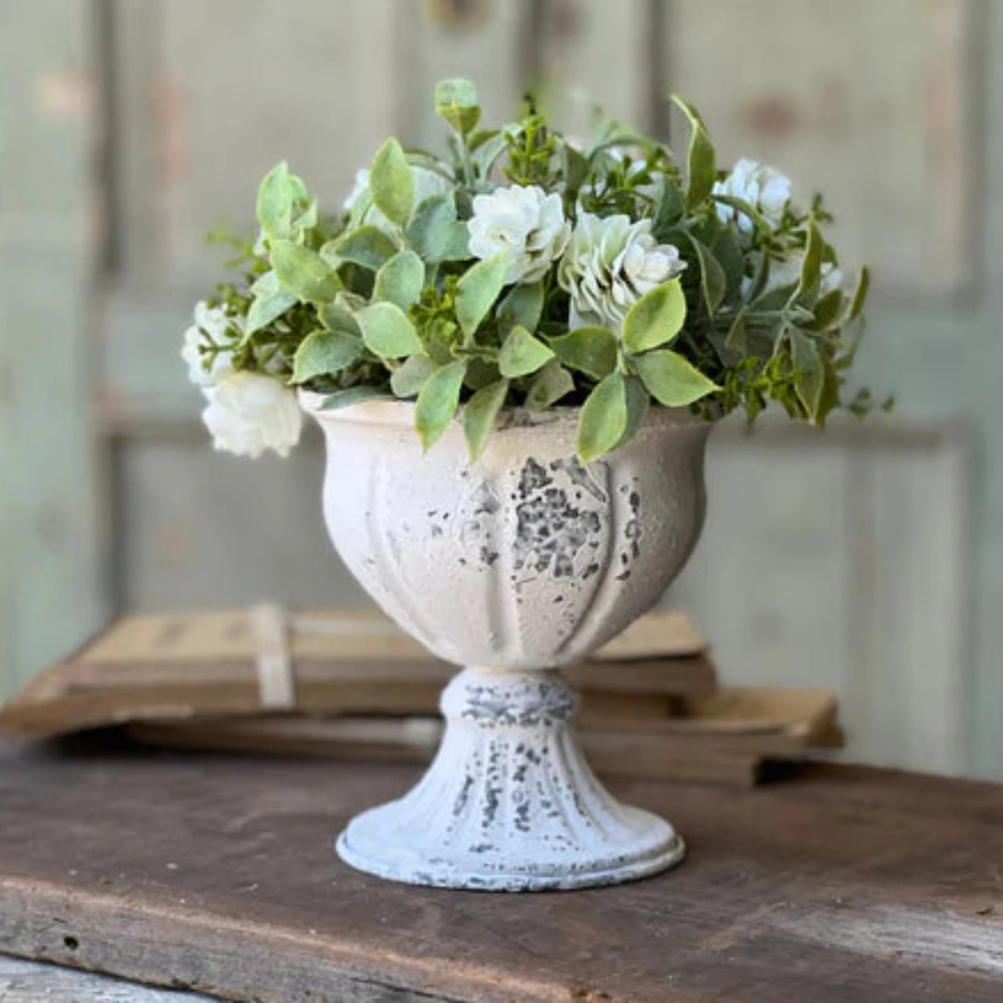 White Goblet Plant or Flower Holder with Pedestal – Vintage Point